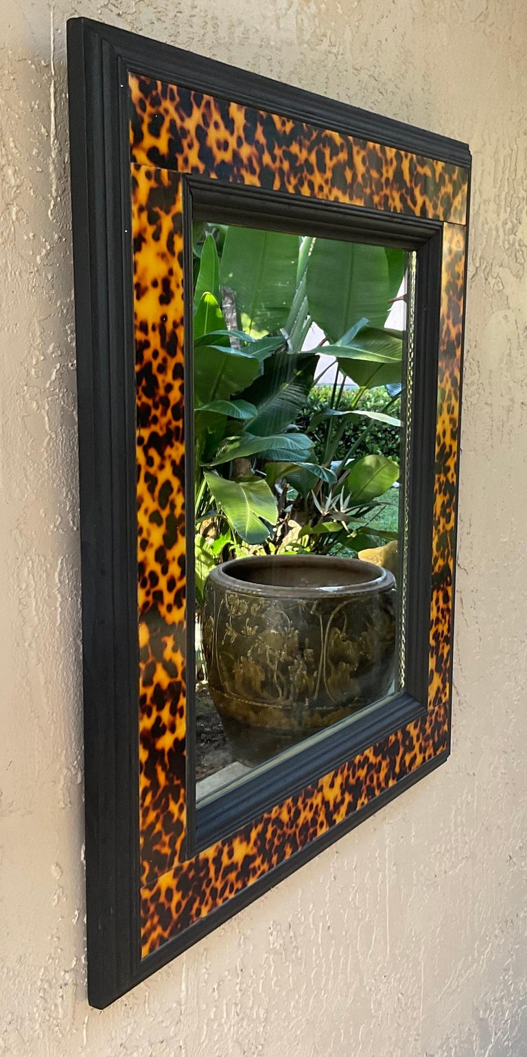 Turtle Shell Lucite Faux Framed Turtle Mirror For Sale at 1stDibs