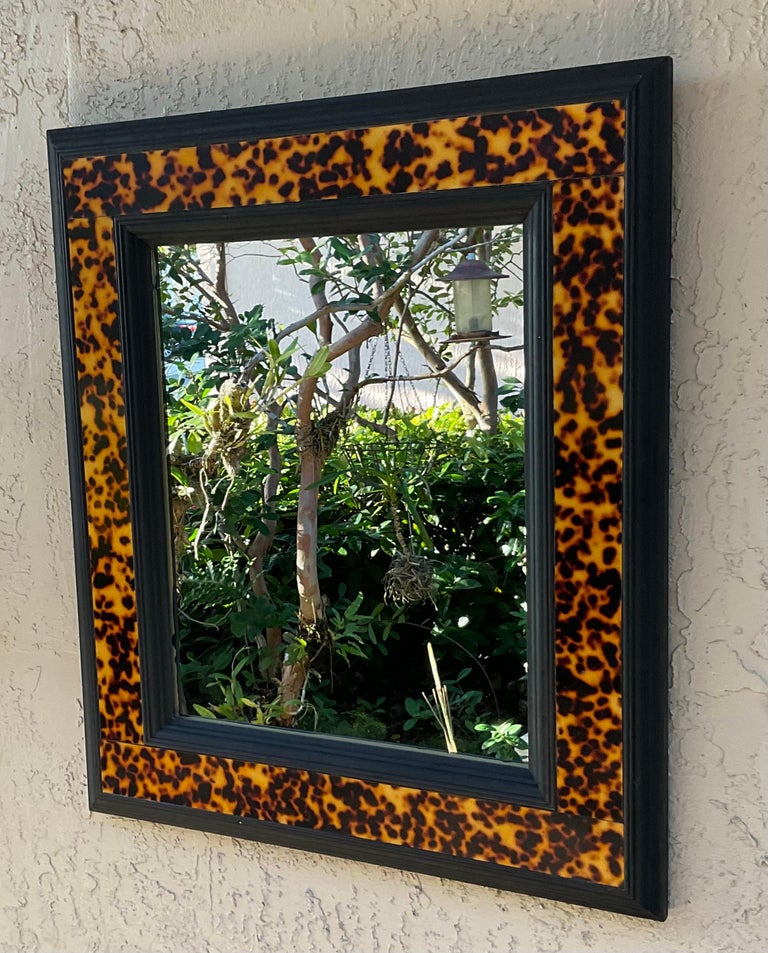 Turtle Shell Lucite Faux Framed Turtle Mirror For Sale at 1stDibs