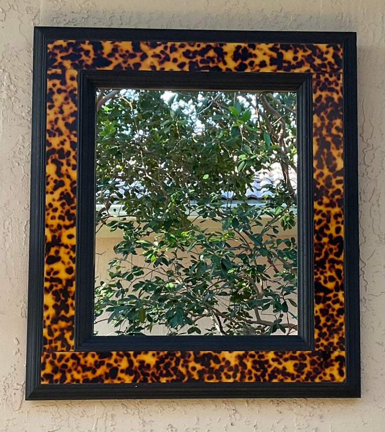 Turtle Shell Lucite Faux Framed Turtle Mirror For Sale at 1stDibs