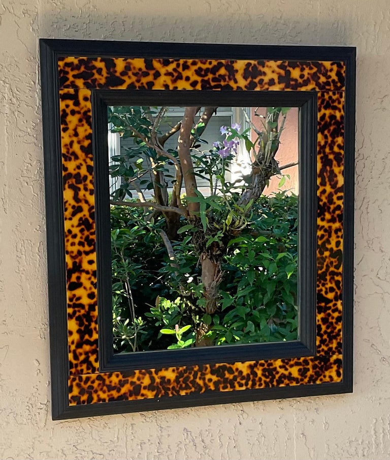 Turtle Shell Lucite Faux Framed Turtle Mirror For Sale at 1stDibs
