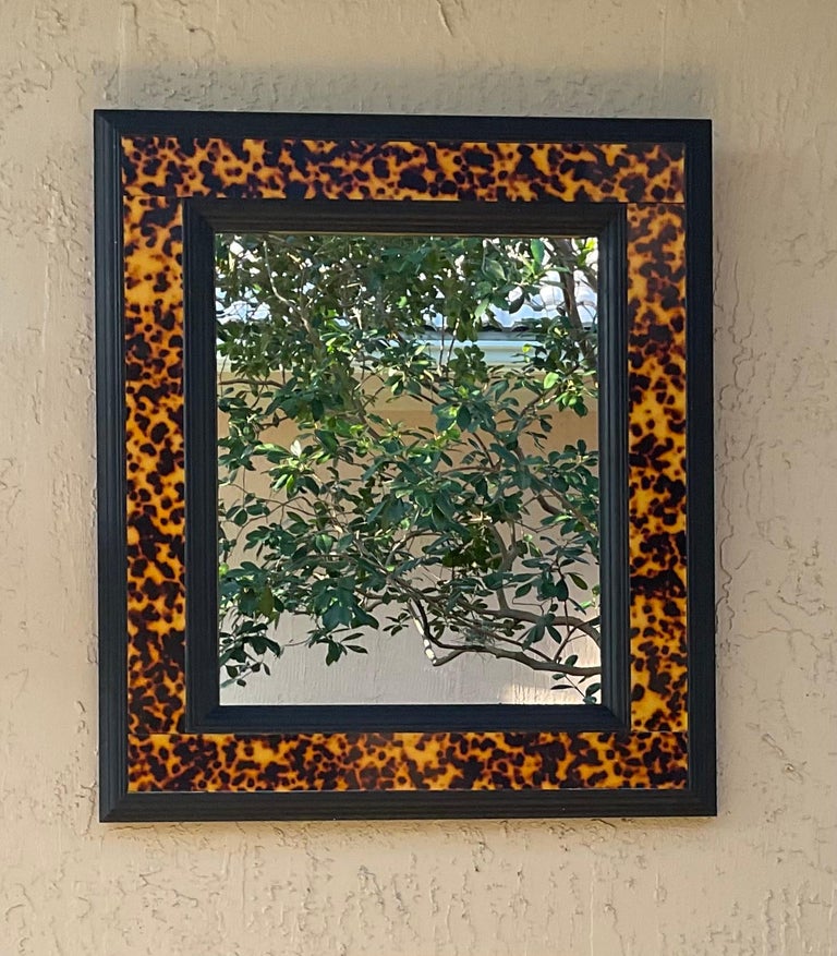 Turtle Shell Lucite Faux Framed Turtle Mirror For Sale at 1stDibs