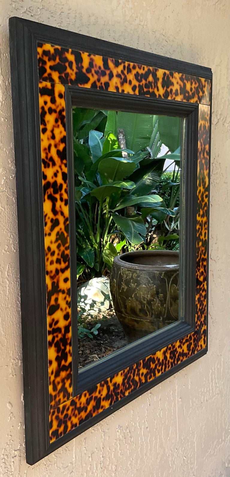 Turtle Shell Lucite Faux Framed Turtle Mirror For Sale at 1stDibs