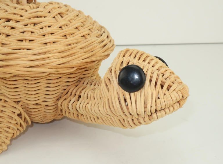 Turtle Wicker Basket Novelty Handbag, 1960's at 1stDibs