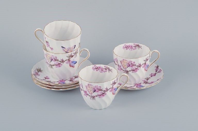 Tuscan, England, Bone China. Four sets of large coffee cups and saucers ...