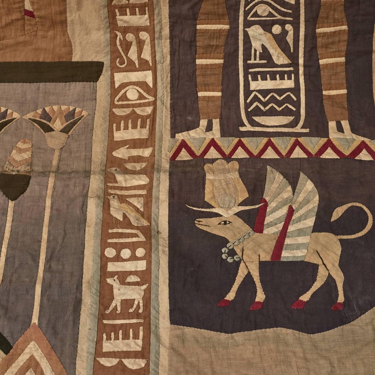 "Tutankhamun" - Textile Patchwork Tapestry c 1925 For Sale at 1stDibs