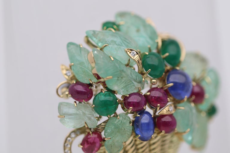 Tutti Frutti Emerald Sapphire Ruby Diamond Gold Floral Deco-Style ...