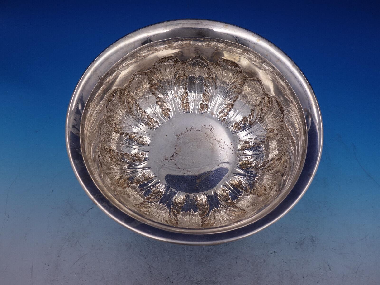 Tuttle Sterling Silver Fruit Bowl #2662 Hand Chased Plumes and Leaves ...