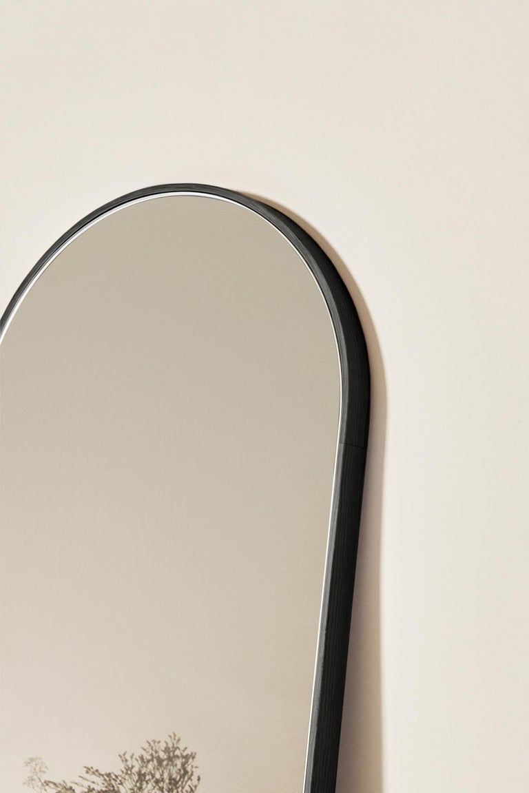 Tutto Sesto Solid Wood Oval Mirror, Ash in Black Finish, Contemporary ...