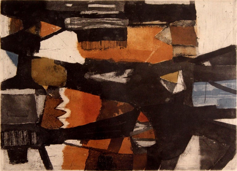 Tuvia Beeri Abstract 1961 Signed Color Etching and Aquatint on Paper ...