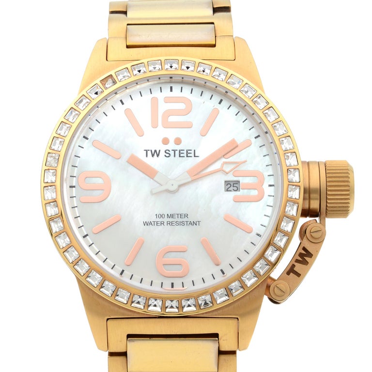 TW Steel Canteen Stainless Steel MOP Arabic Dial Quartz Mens Watch ...