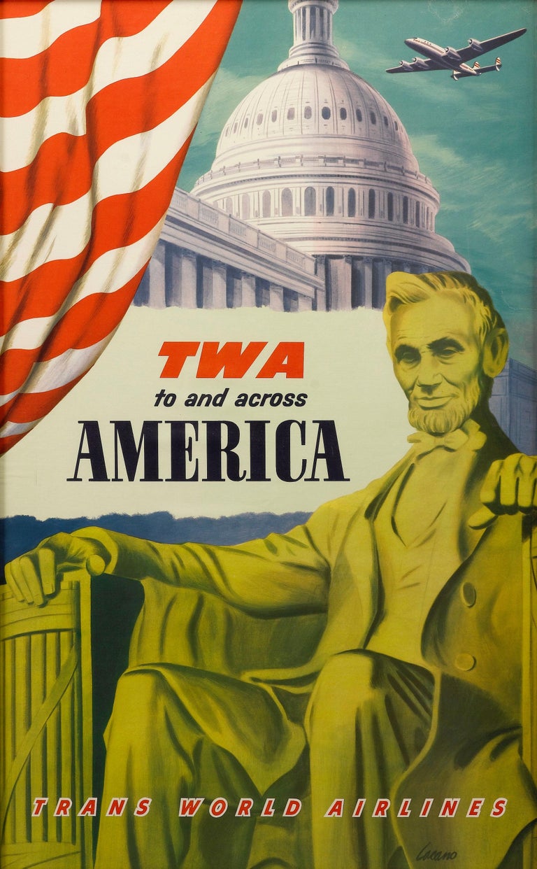 "TWA to and across America" Washington DC Vintage Travel Poster by ...