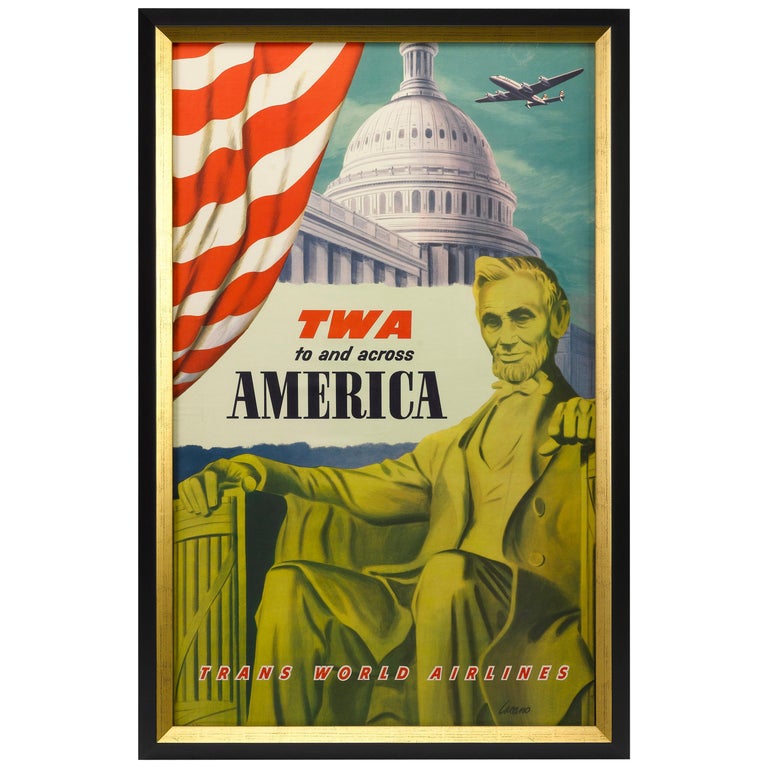 "TWA to and across America" Washington DC Vintage Travel Poster by ...