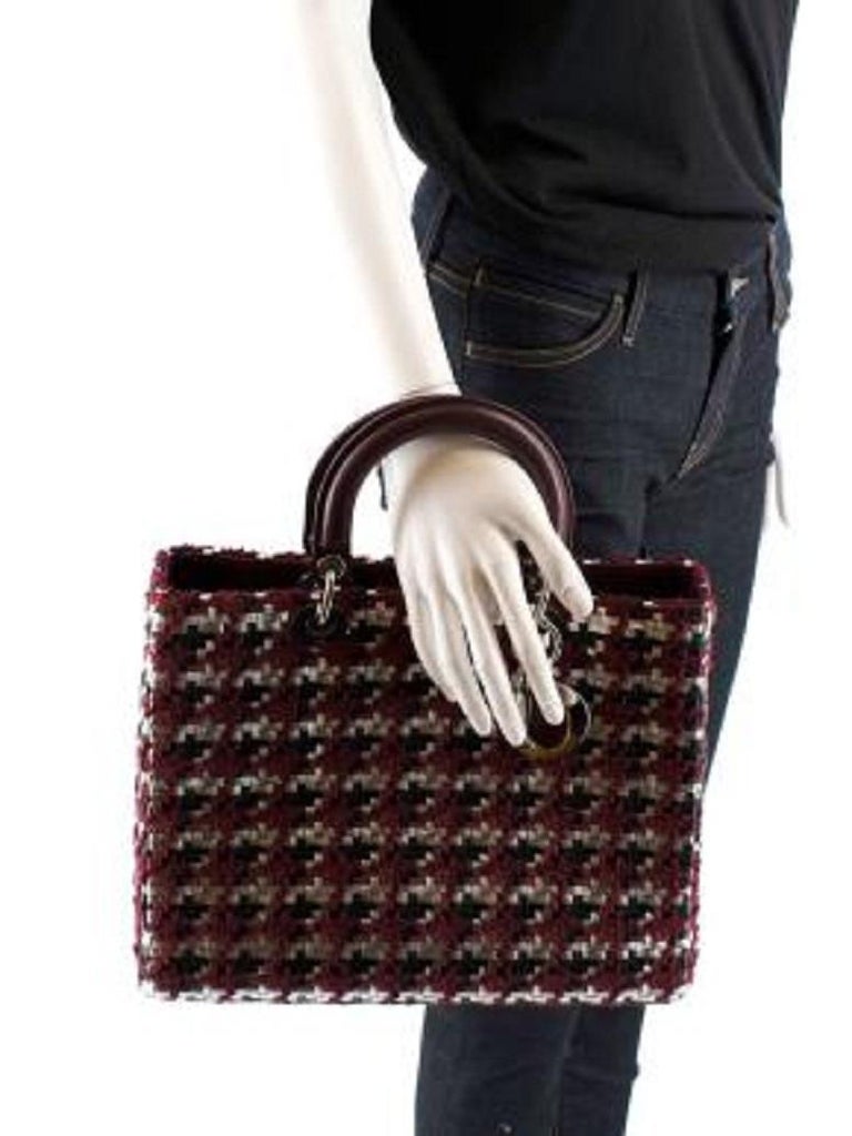 Tweed and Leather Woven Large Lady Dior Bag For Sale at 1stDibs