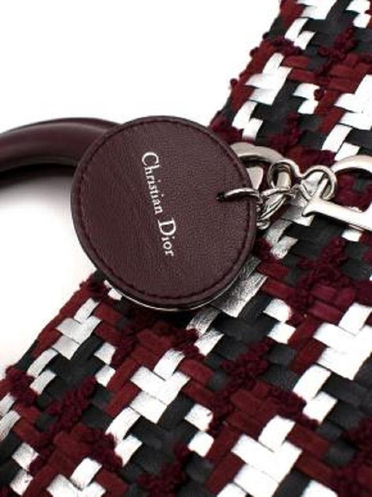 Tweed and Leather Woven Large Lady Dior Bag For Sale at 1stDibs
