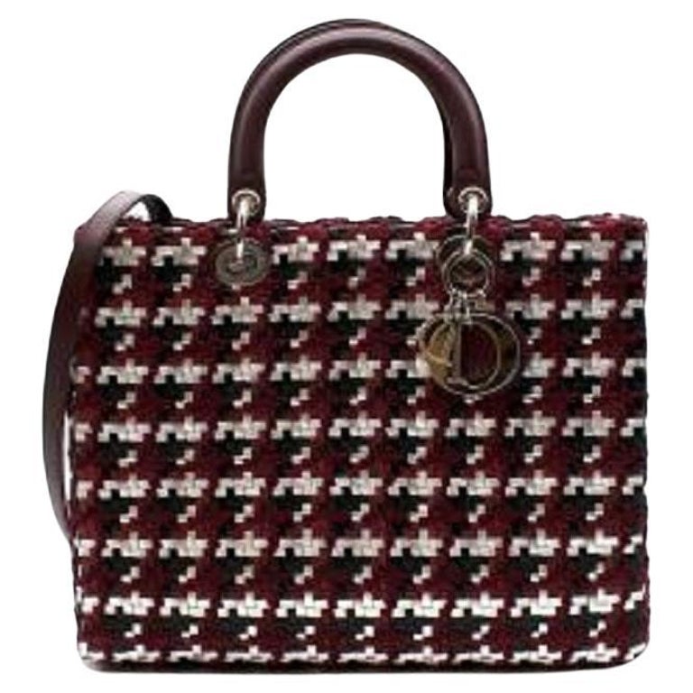 Tweed and Leather Woven Large Lady Dior Bag For Sale at 1stDibs