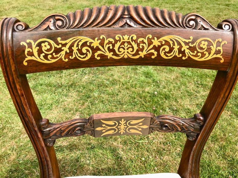 Twelve English Regency Period Brass Inlaid Dining Chairs For Sale at ...