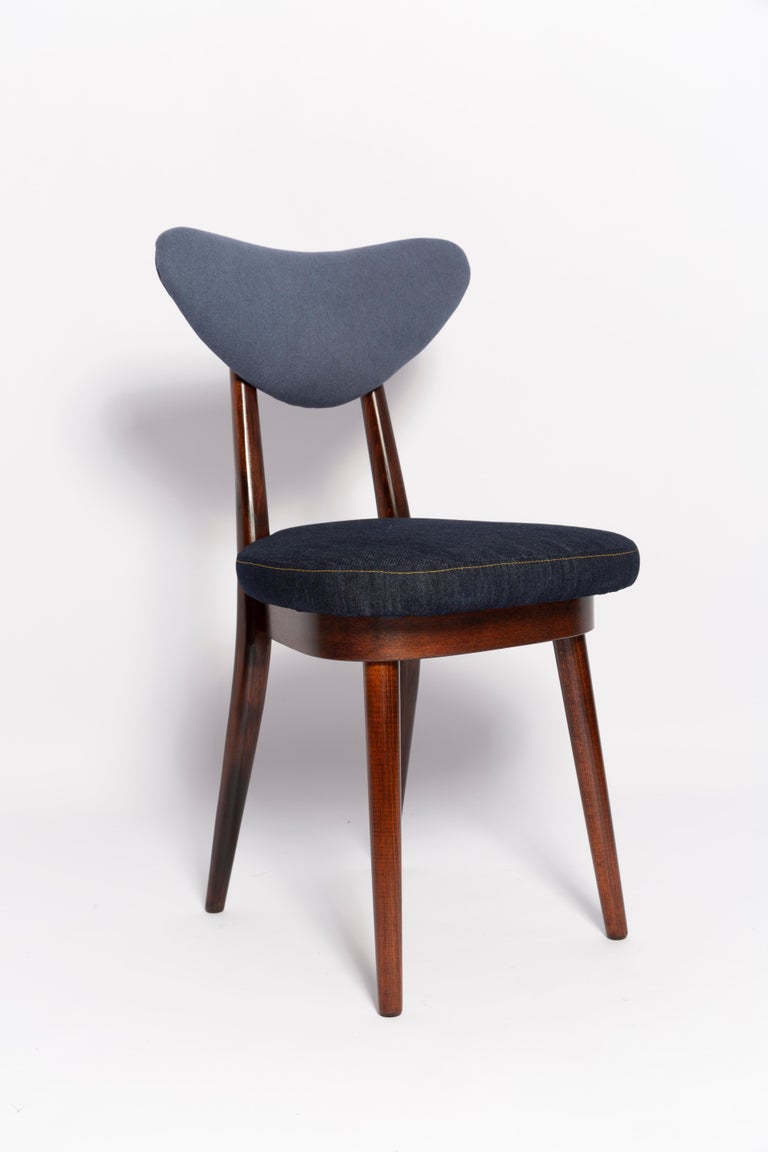 Twelve Mid-Century Medium and Dark Blue Denim Heart Chairs, Europe ...