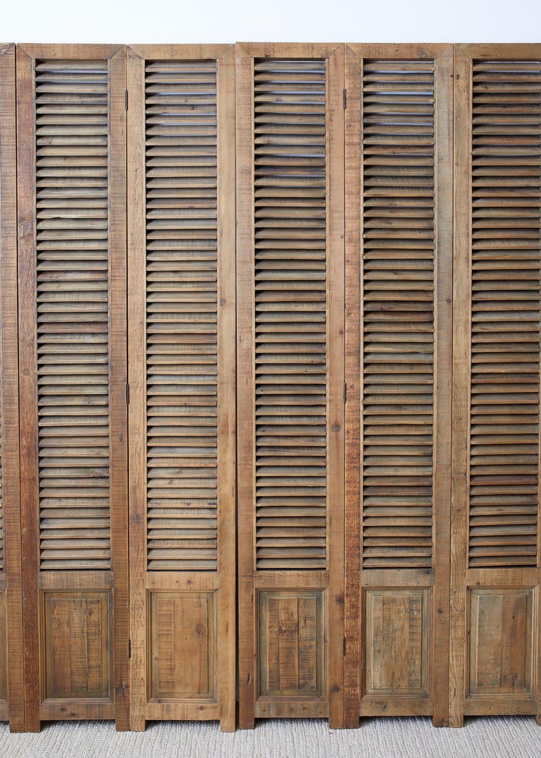 Twelve-Panel Pine Louvered Shutter Folding Screen at 1stDibs | louvered ...