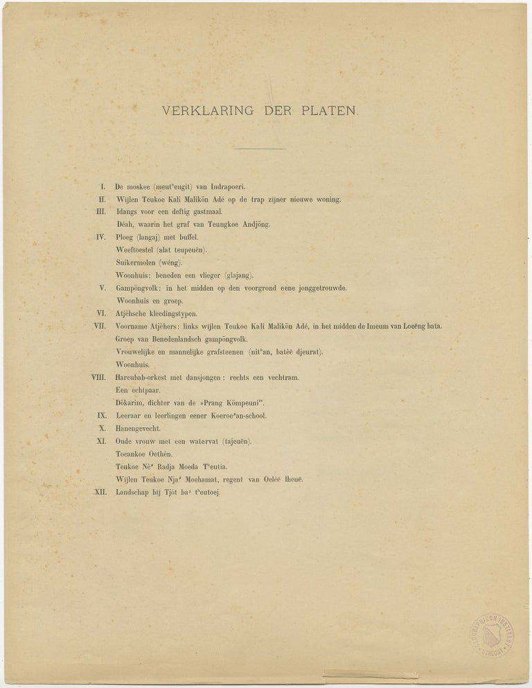 Twelve Prints of Aceh 'Atjeh' Published by E.J. Brill, '1895' For Sale ...