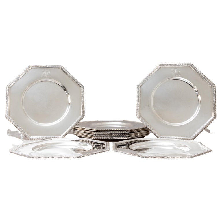 Twelve Silver Plates, John Gamon, London, 1740 at 1stDibs