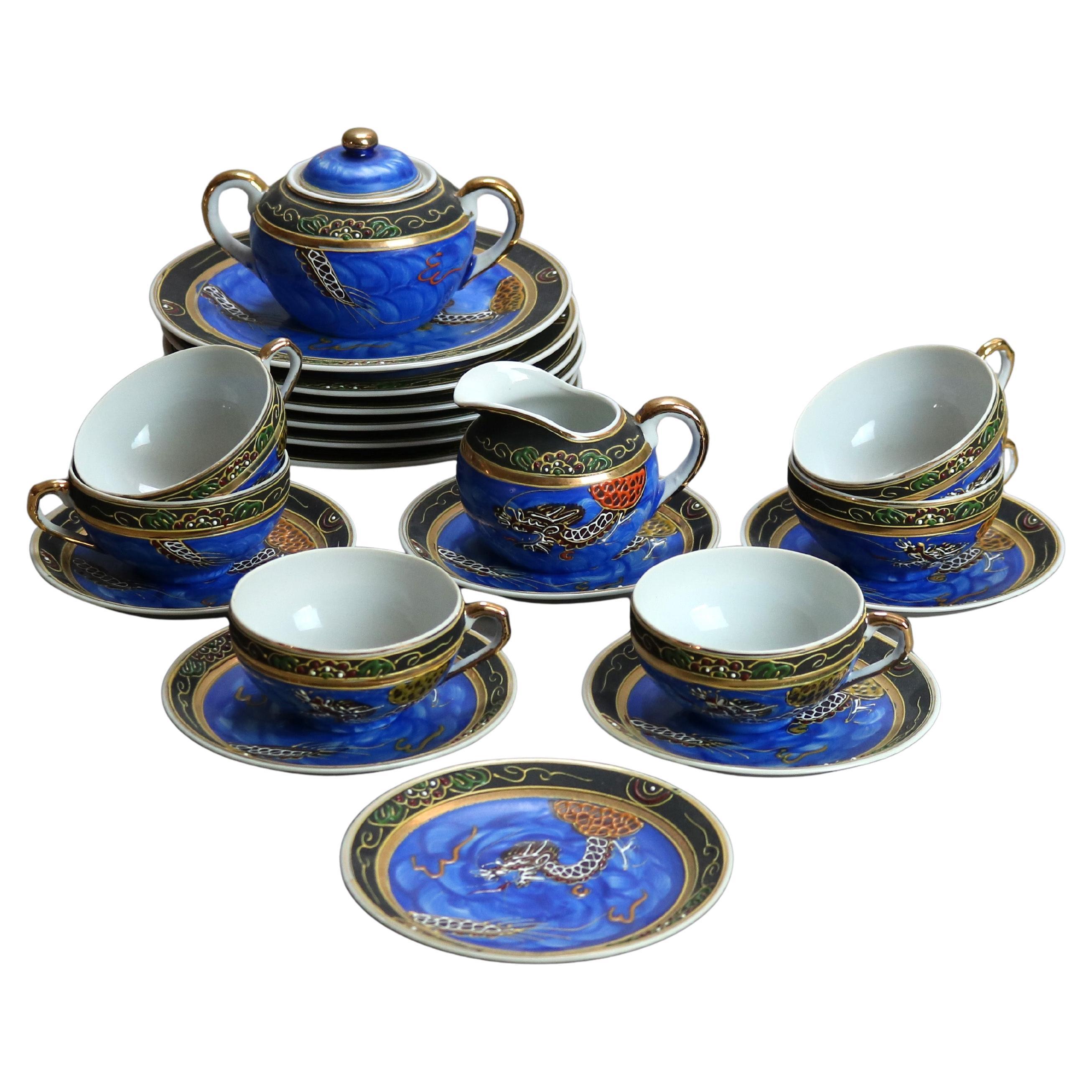 Japanese Nippon Hand Painted Moriage Dragonware Porcelain Tea Set at ...
