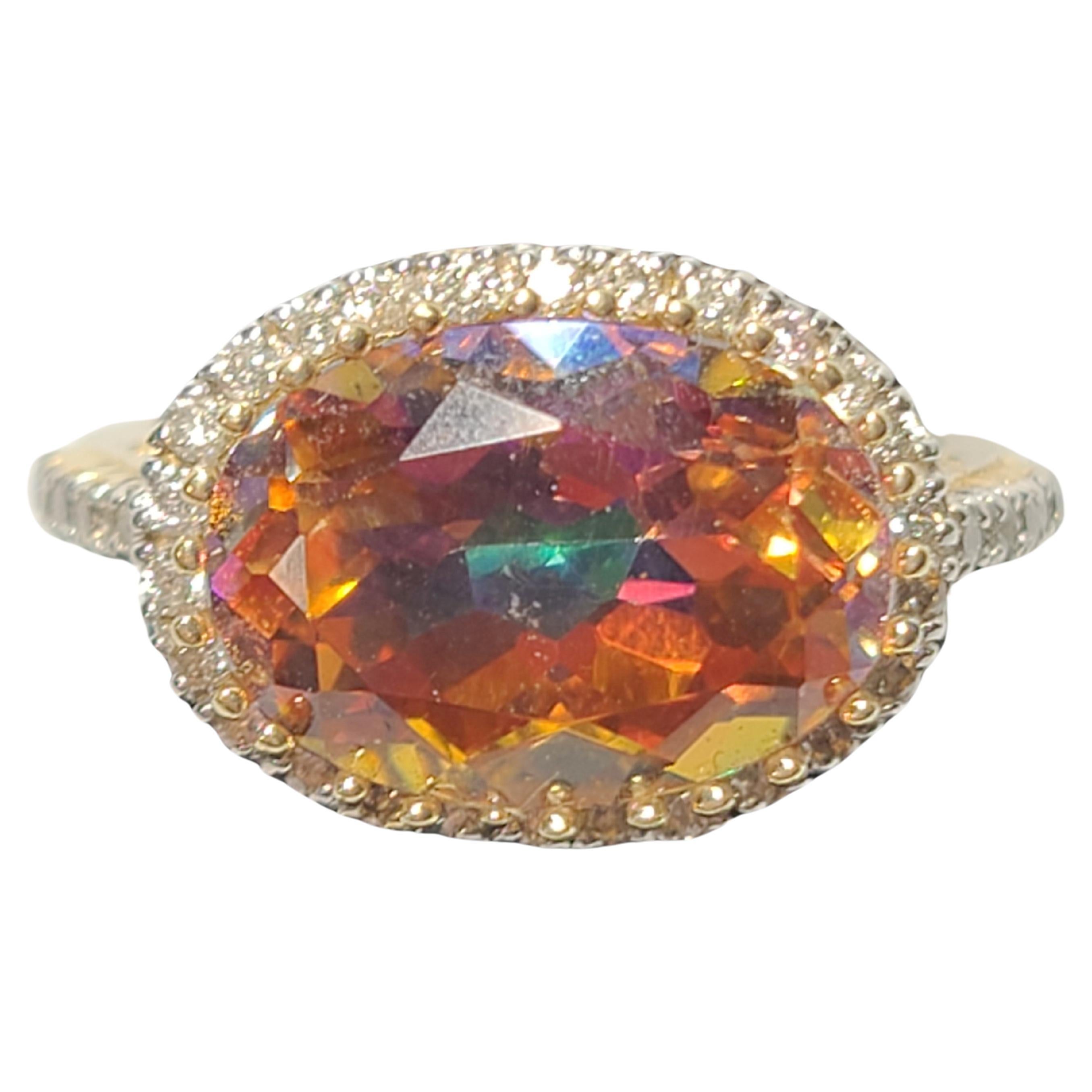 Twilight Topaz and Diamond Ring with Lab Created Stone For Sale at 1stDibs