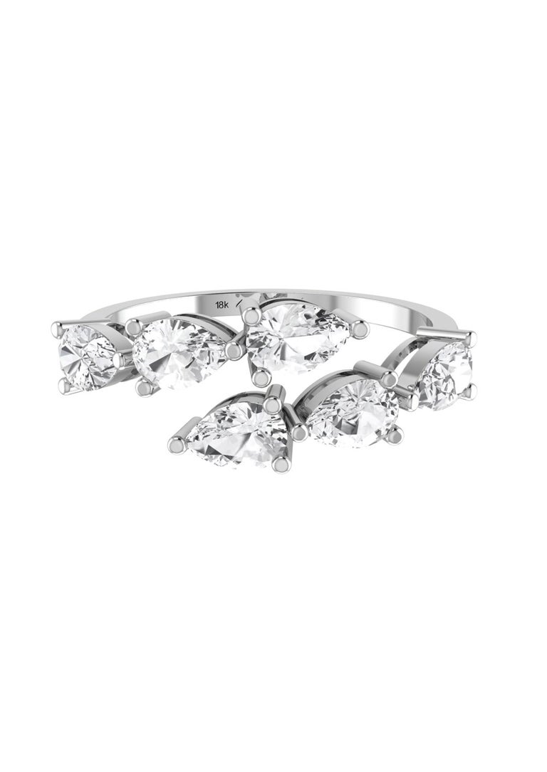 Twin Pear Shape Fancy Ring in 18 Karat White Gold with White Diamond ...