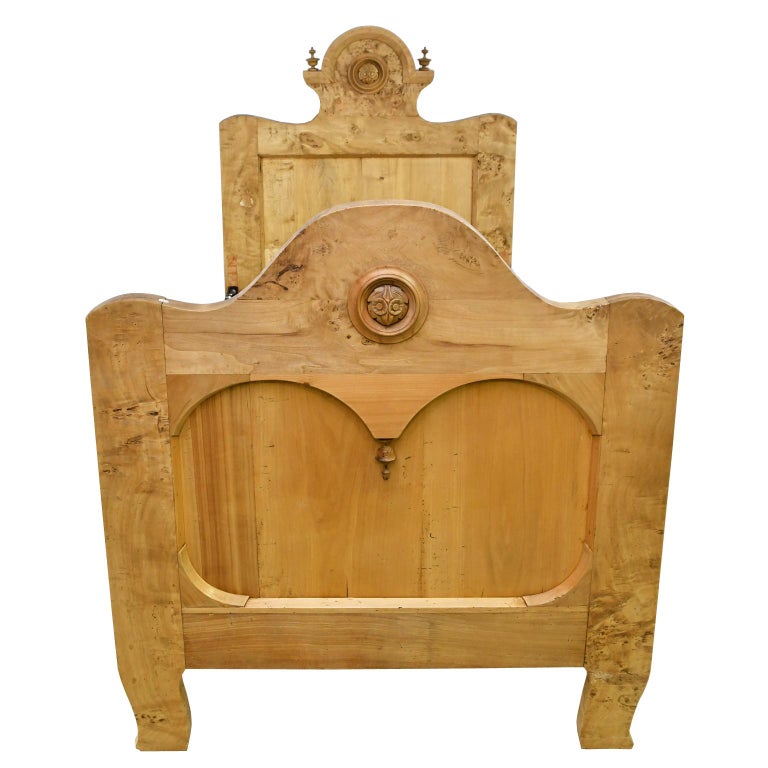 Twin-Size Austrian Biedermeier Bed in Burled Olive Root Wood, circa ...