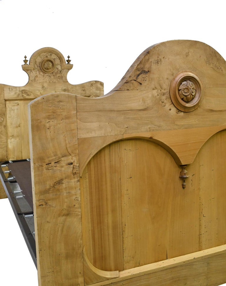Twin-Size Austrian Biedermeier Bed in Burled Olive Root Wood, circa ...