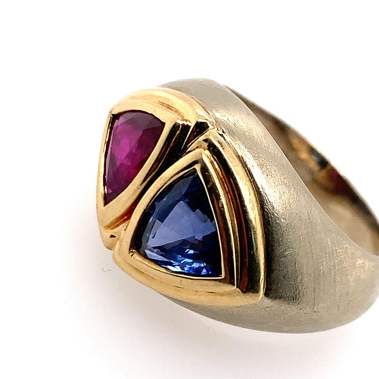 Twin-Stone Sapphire, Ruby and Two-Tone Gold Ring, Bulgari For Sale at ...