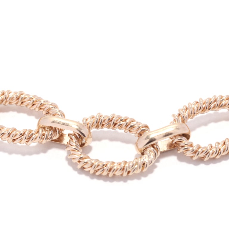 Twist Oval Link Bracelet, 14K Yellow Gold, Length 7.5 Inches, Flat Gold ...