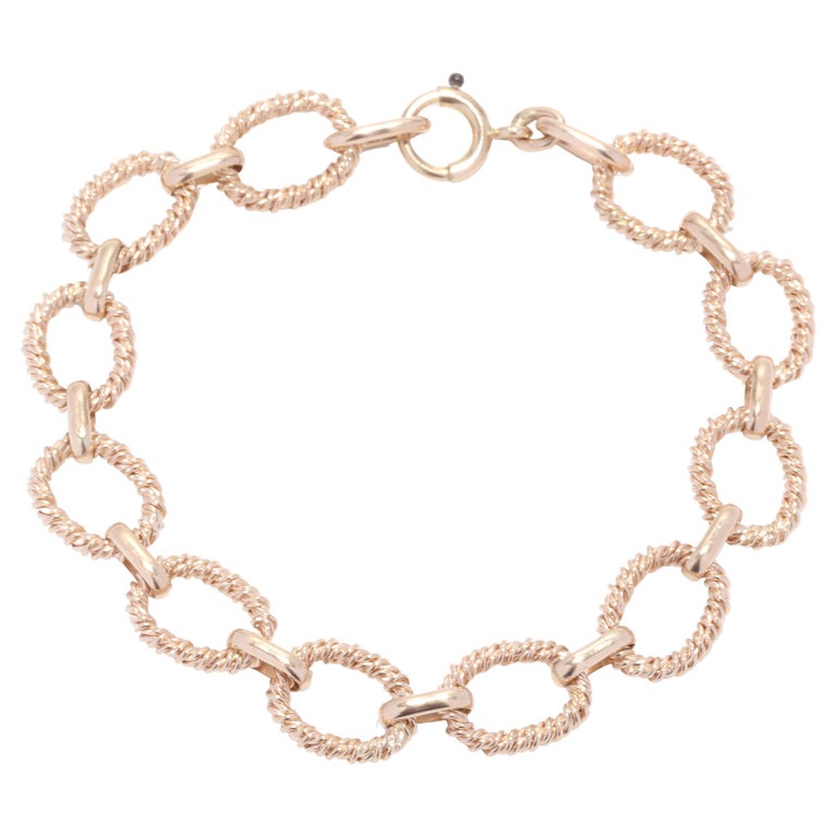 Twist Oval Link Bracelet, 14K Yellow Gold, Length 7.5 Inches, Flat Gold ...