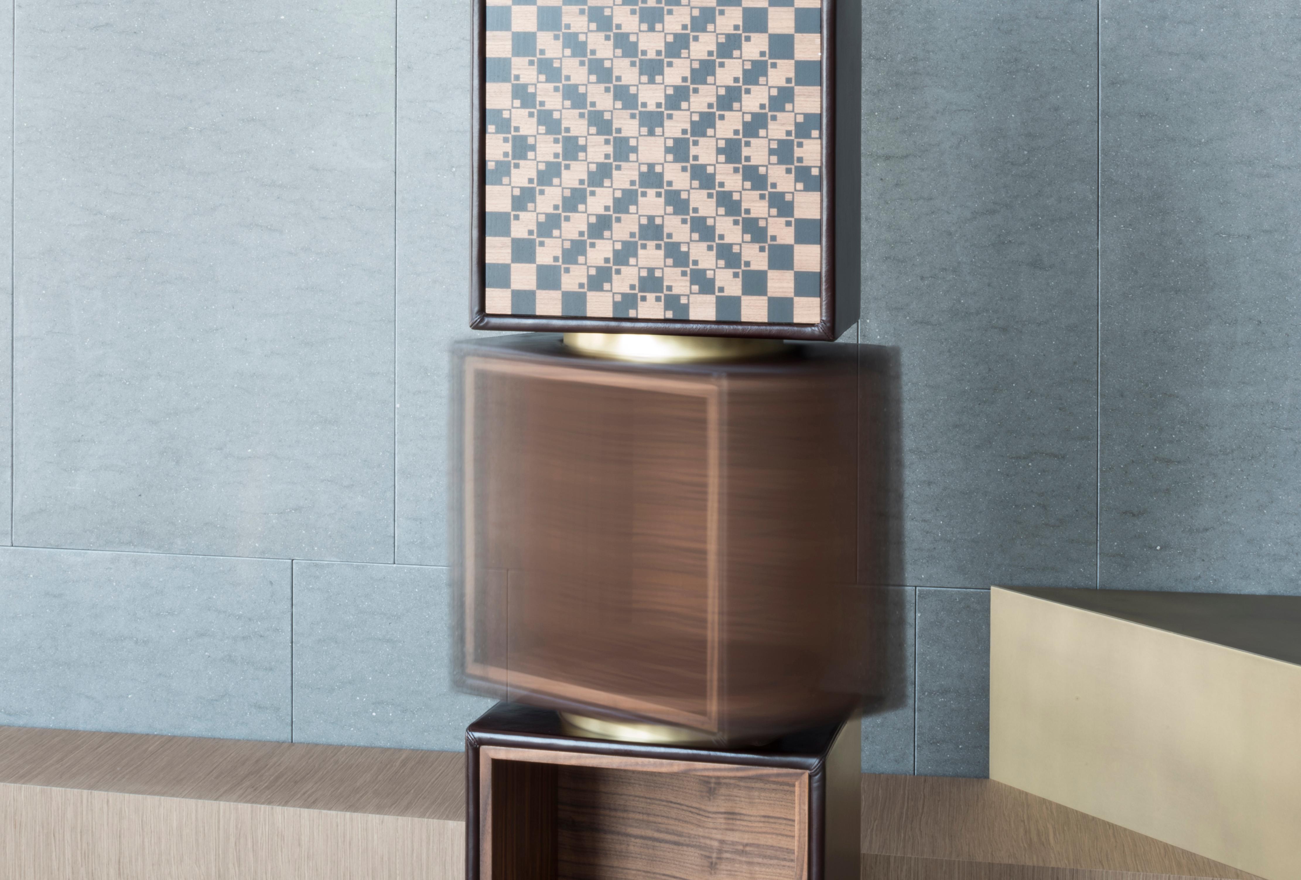 Twist, Swivel Storage with Leather Modules, Wood Inlays and Metallic ...