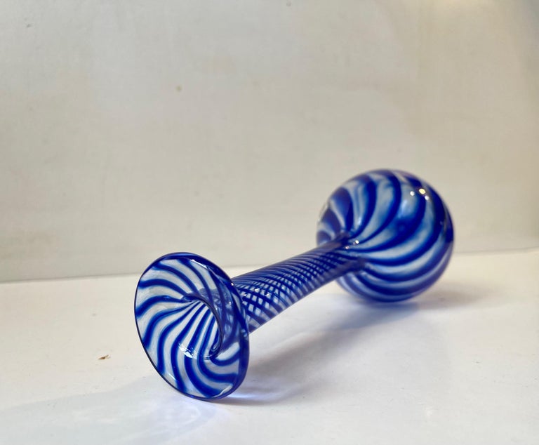 Twisted Blue Art Glass Vase by Martin B. Møller for Glashytten For Sale ...