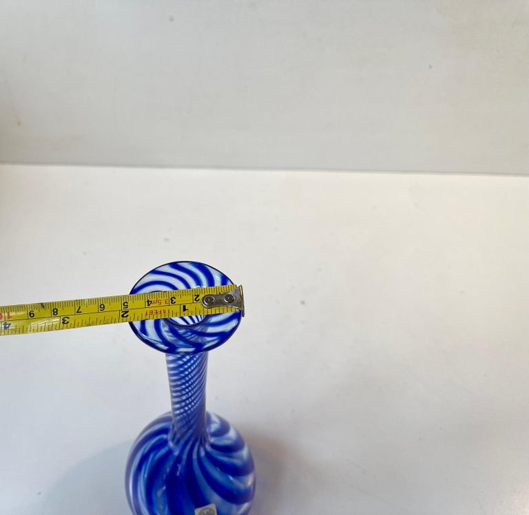 Twisted Blue Art Glass Vase by Martin B. Møller for Glashytten For Sale ...
