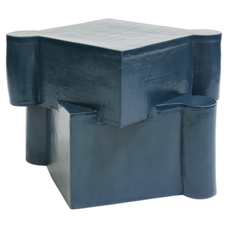 Twisted Castle Ceramic Side Table and Stool in Almost Teal by BZIPPY ...