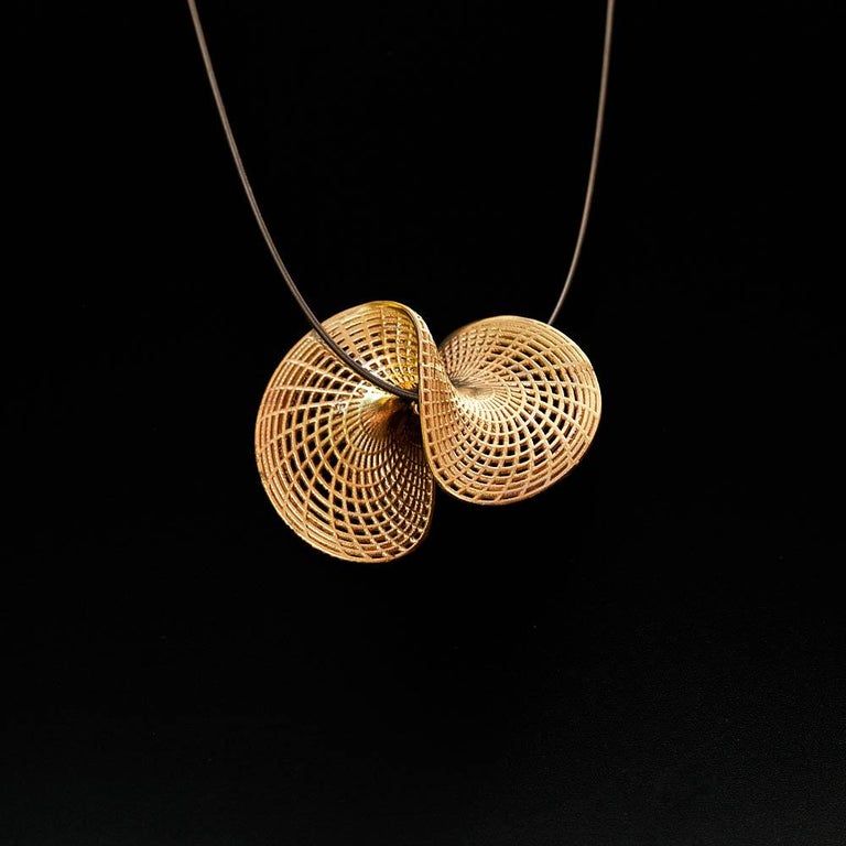 18 Karat Twisted Disc Large Pendant, Unique Statement Pendant, For Sale ...