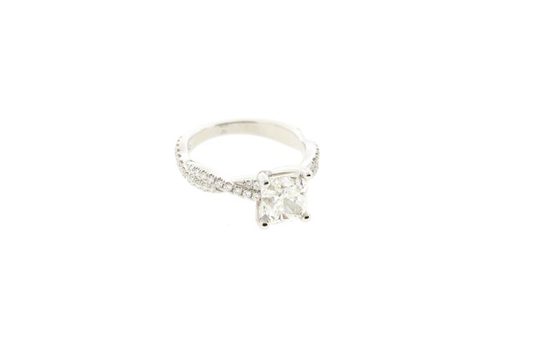 Twisted Double Pave Princess Cut Diamond Engagement Ring (Certified ...