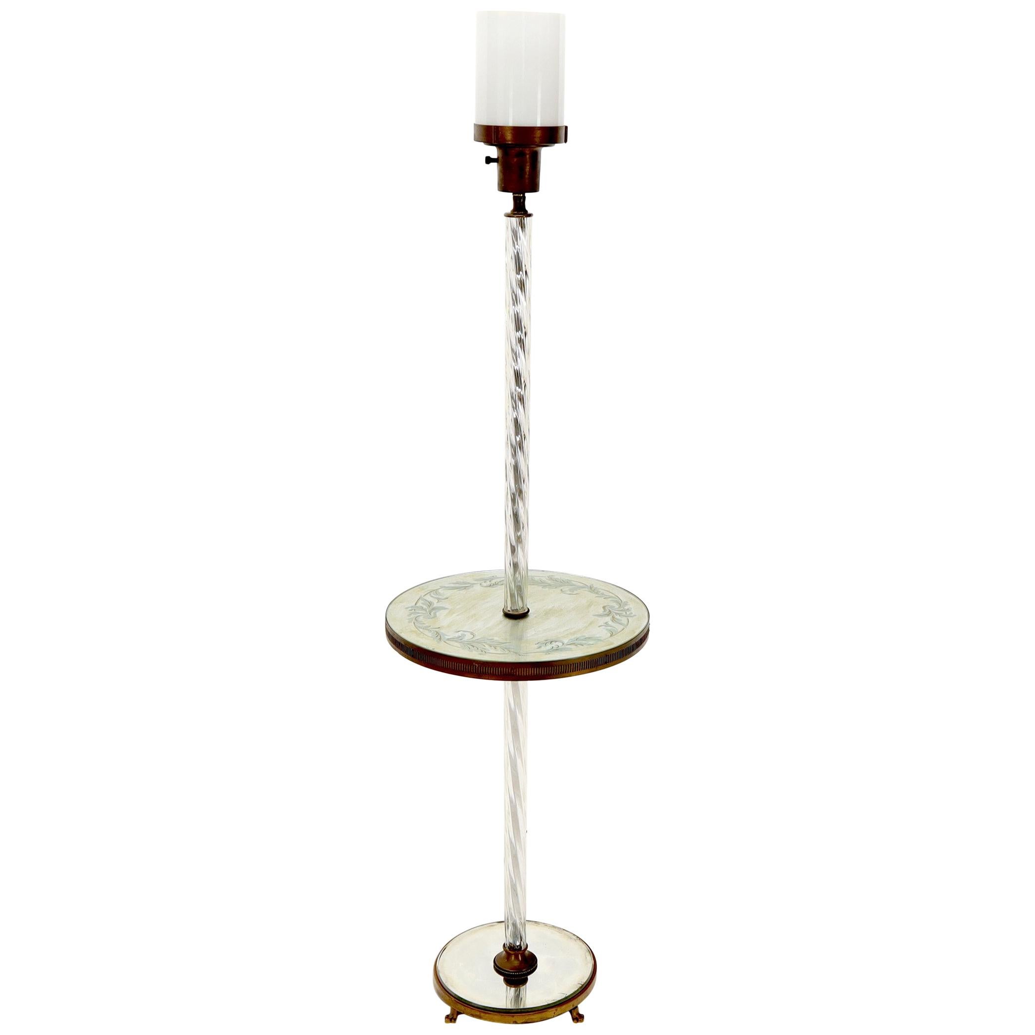 Twisted Spaghetti Shape Glass Pole Floor Lamp For Sale at 1stDibs