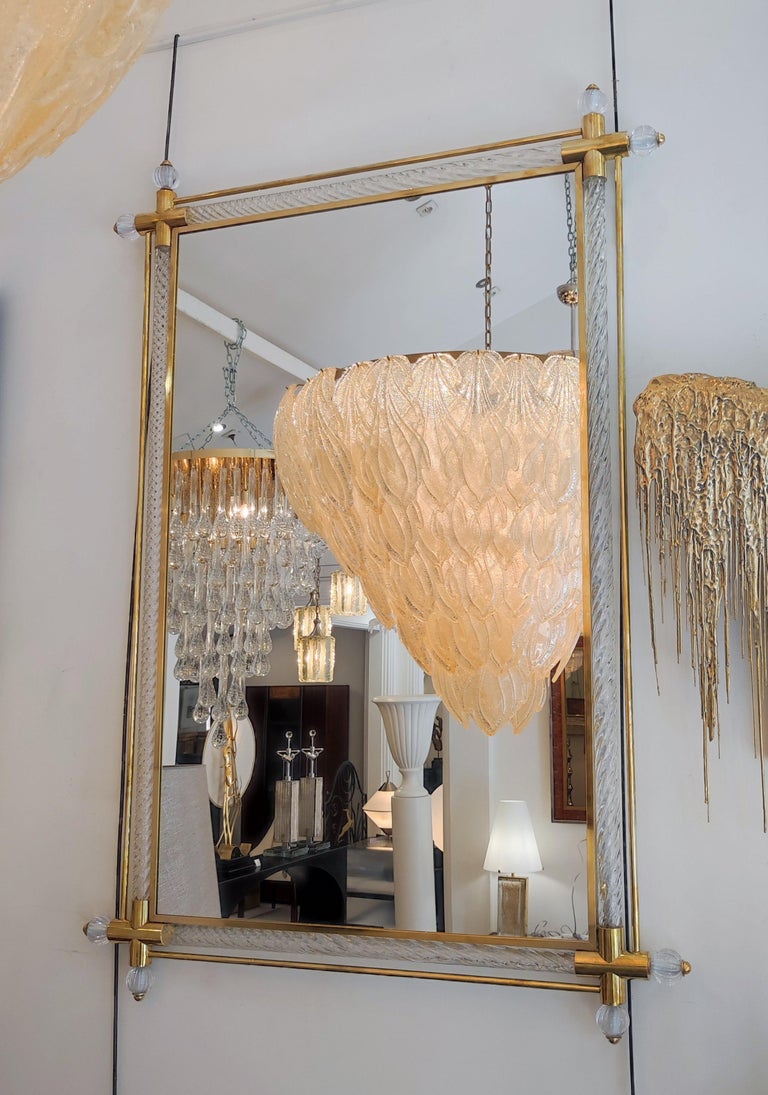 Twisted Murano Glass and Brass Mirror For Sale at 1stDibs