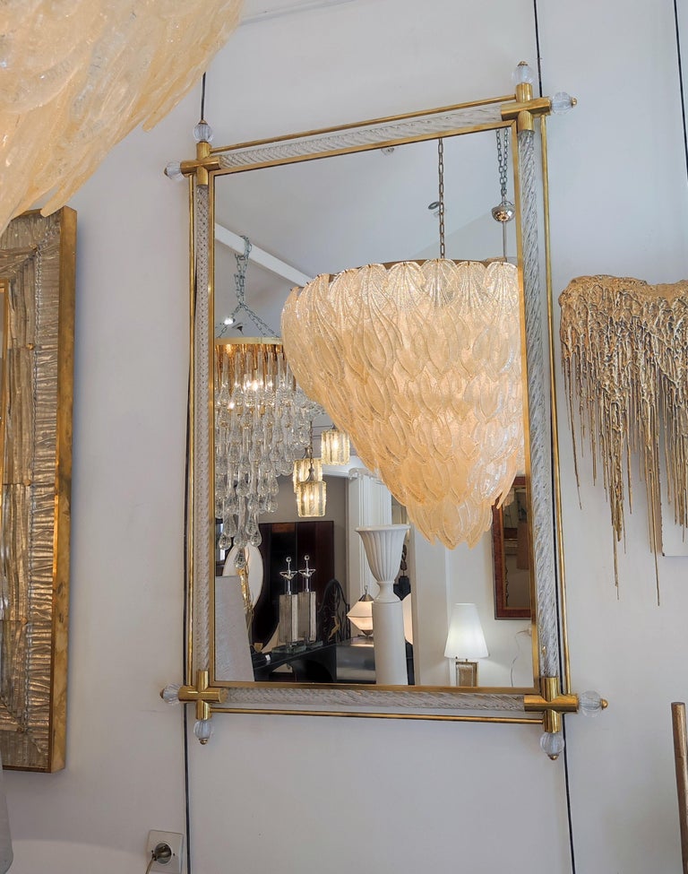 Twisted Murano Glass and Brass Mirror For Sale at 1stDibs