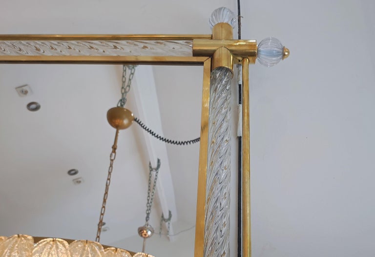 Twisted Murano Glass and Brass Mirror For Sale at 1stDibs