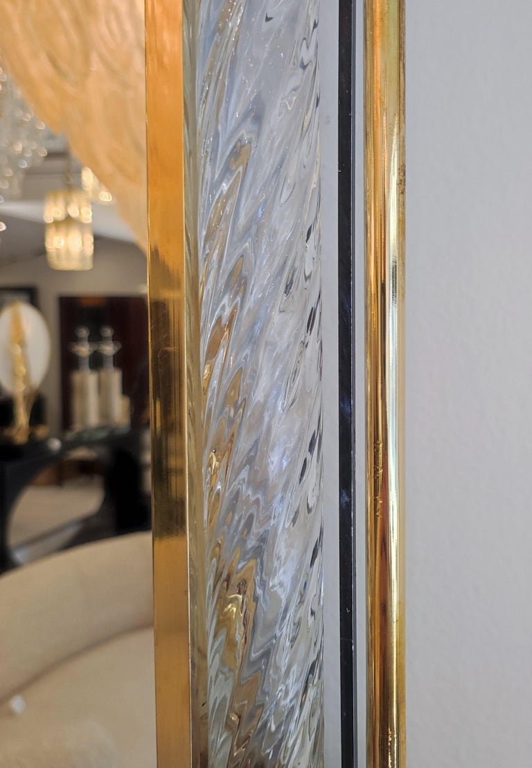 Twisted Murano Glass and Brass Mirror For Sale at 1stDibs