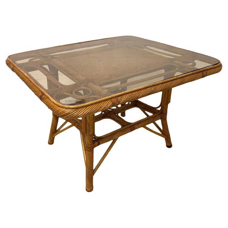 Twisted Rattan and Cane Dining Table For Sale at 1stDibs