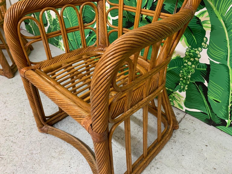 Twisted Rattan High Back Dining Chairs, Set of 4 For Sale at 1stDibs