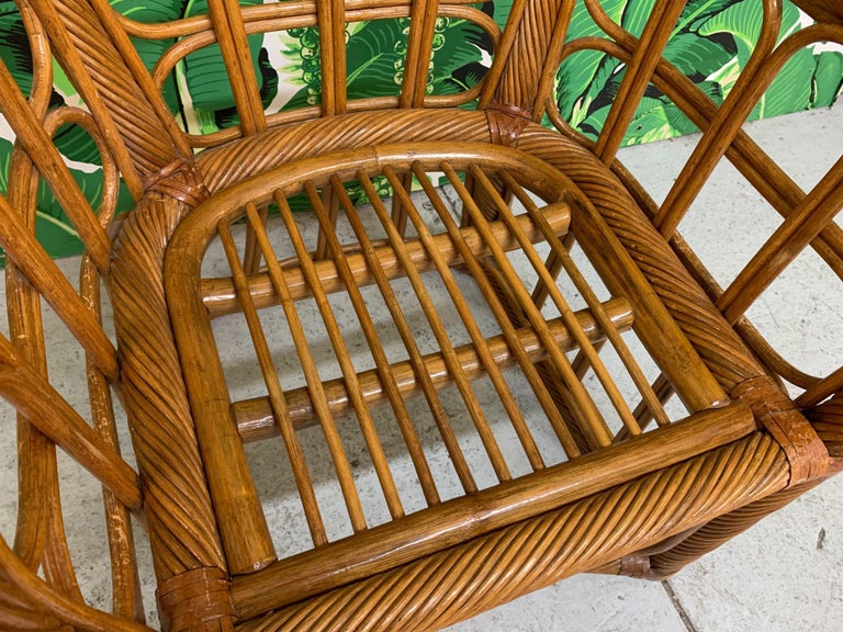Twisted Rattan High Back Dining Chairs, Set of 4 For Sale at 1stDibs
