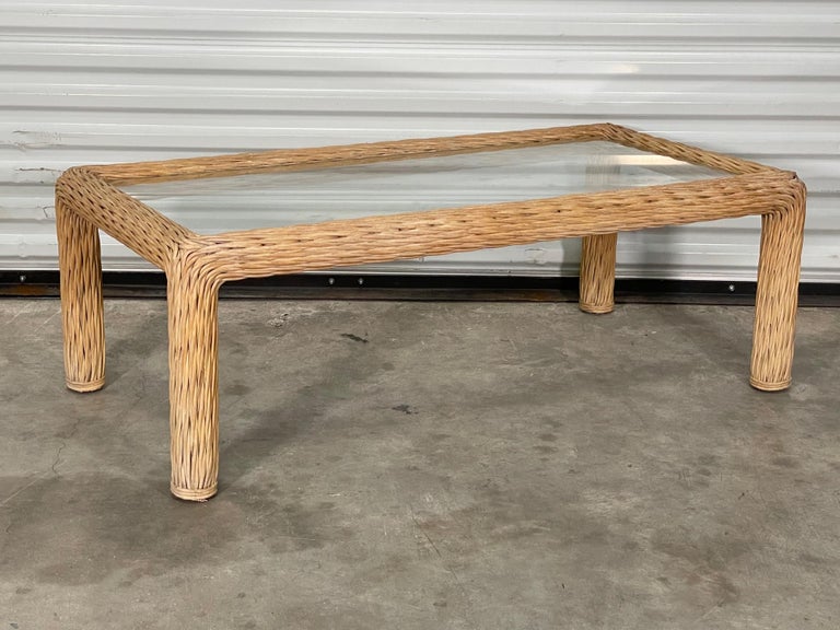 Twisted Rattan Organic Modern Coffee Table For Sale at 1stDibs