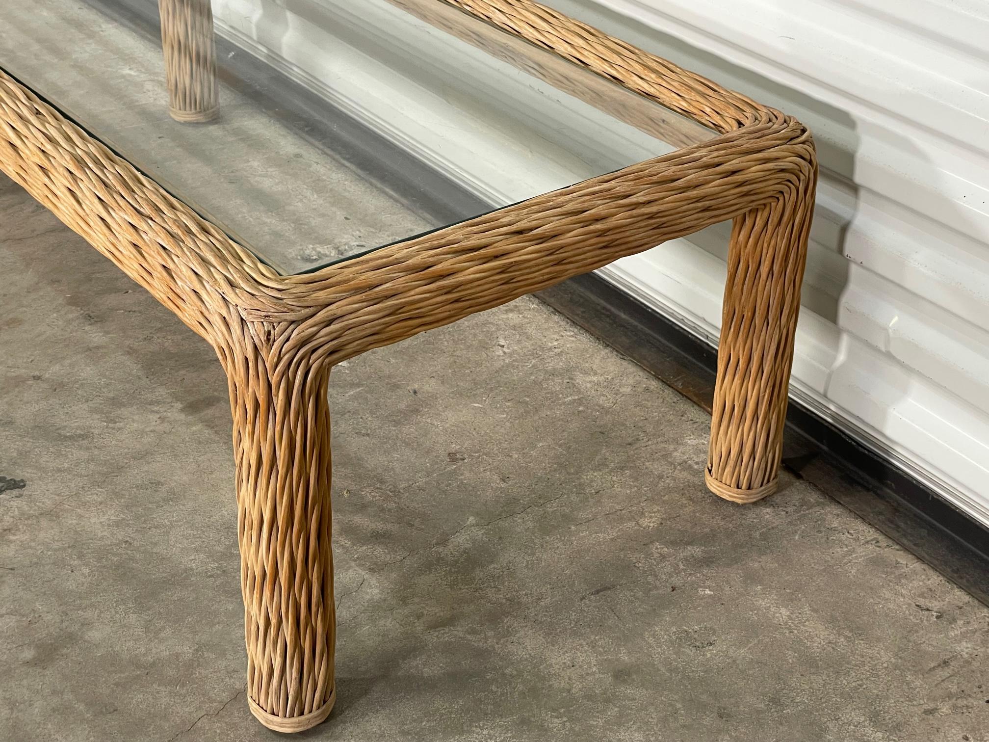 Twisted Rattan Organic Modern Coffee Table For Sale at 1stDibs