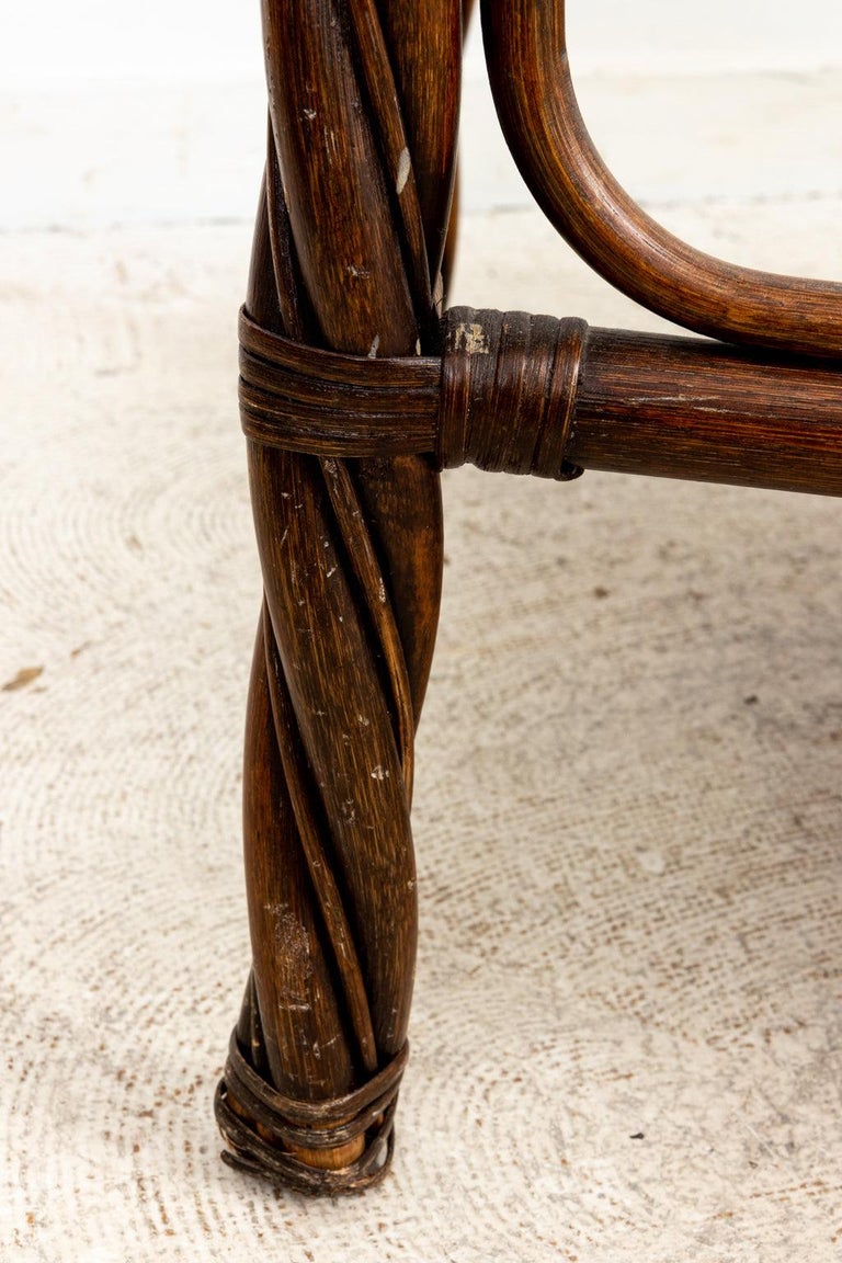 Twisted Rope Rattan Glass Top Coffee Table For Sale at 1stDibs