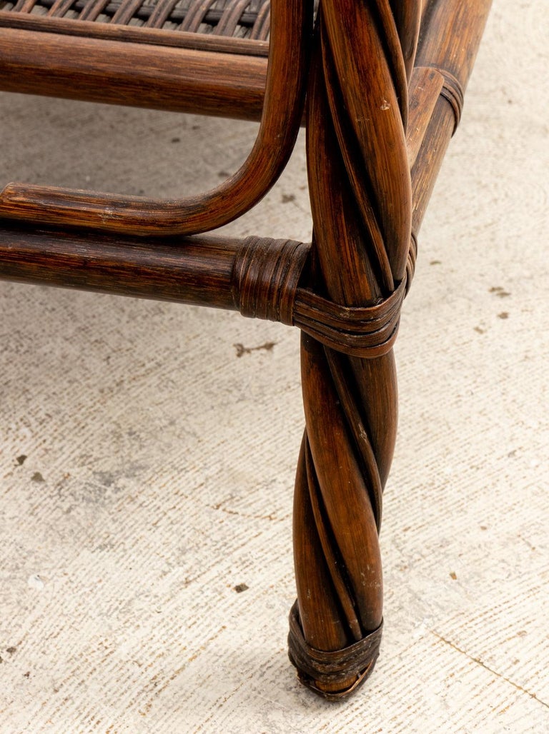 Twisted Rope Rattan Glass Top Coffee Table For Sale at 1stDibs